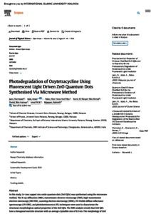 Photodegradation of oxytetracycline using fluorescent light driven ZnO quantum dots synthesised ...